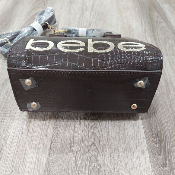bebe | Bags | Nwt Bebe Chocolate Brown Fabiola Mini Croco Crossbody ...